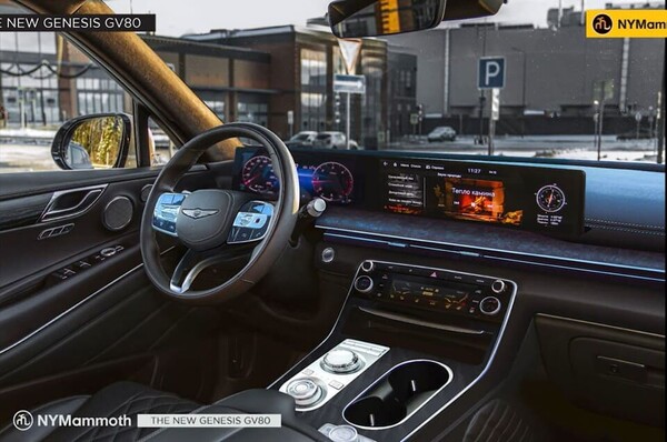 "27인치 대형 디스플레이 탑재"... 제네시스, 스포티함 더욱 강조한 페이스리프트 된 'GV80' 실내 예상도
